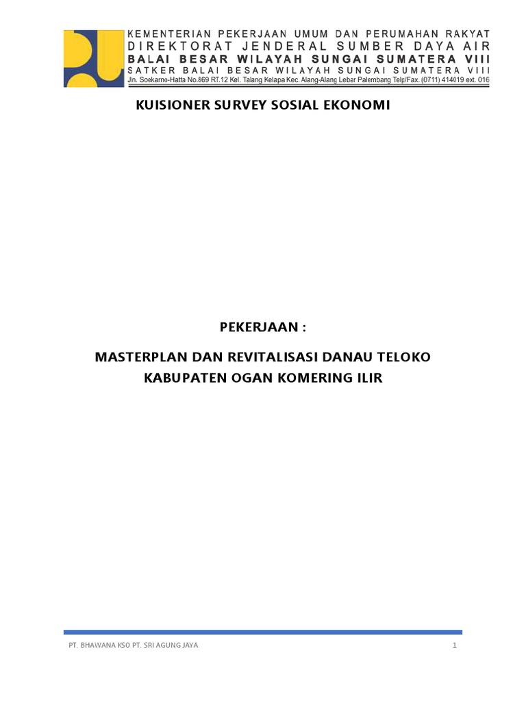 EDITED - Kuisioner Sosek Teloko | PDF | Kajian Bahasa Asing | Griya & Taman