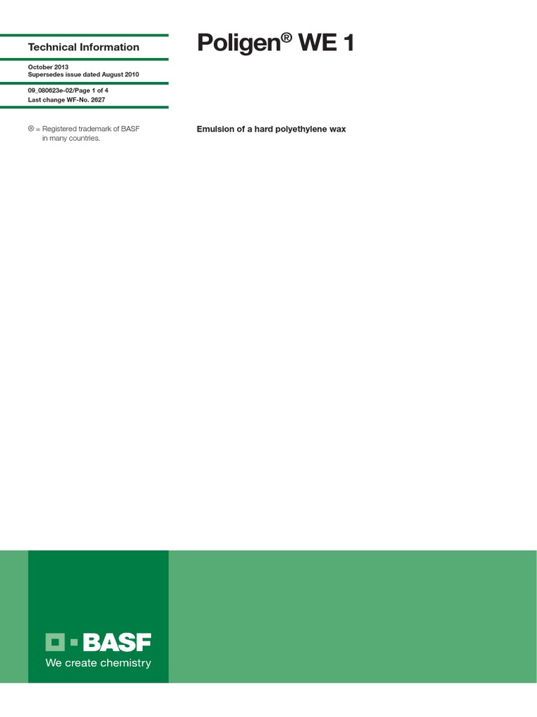 Poligen WE1: Technical Information | PDF | Emulsion | Varnish