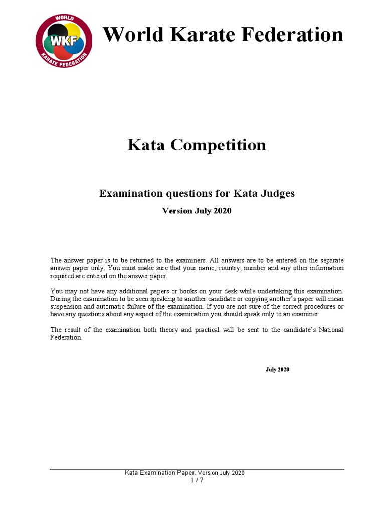World Karate Federation: Kata Competition | Download Free PDF | Karate ...