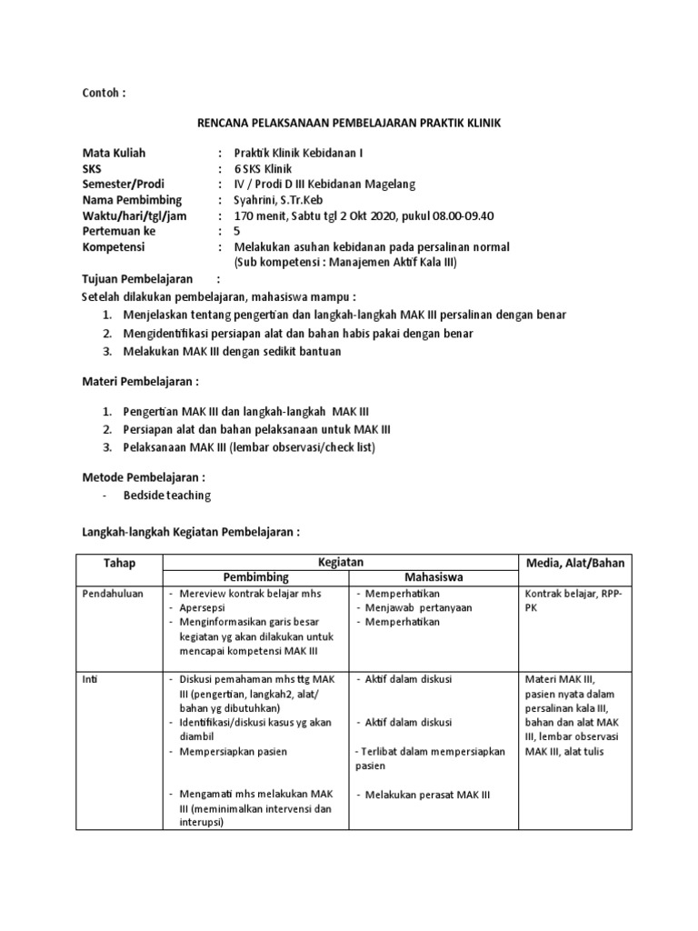 Sample RPP-PK 2021 | PDF