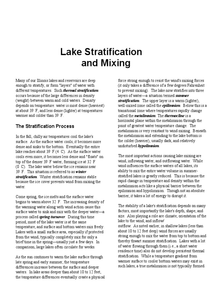 Lake Stratification: Understanding How Temperature Impacts Dissolved ...