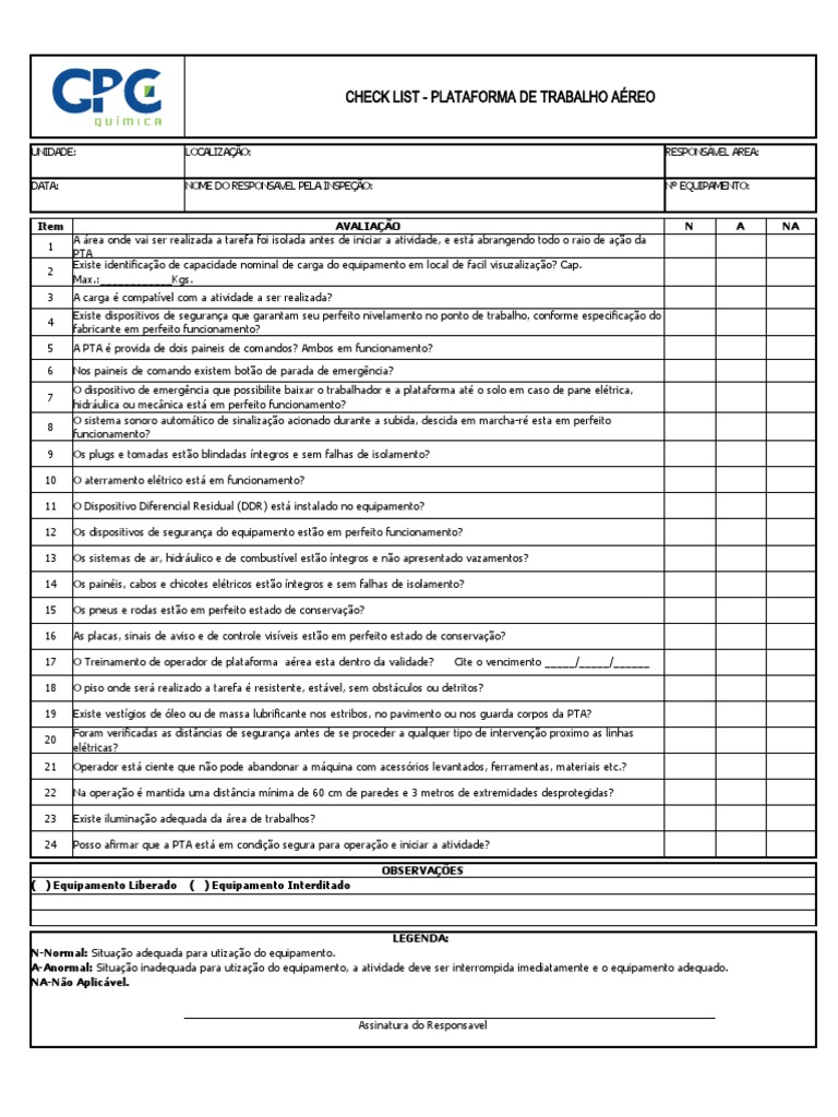 Check List Pta GPC | PDF