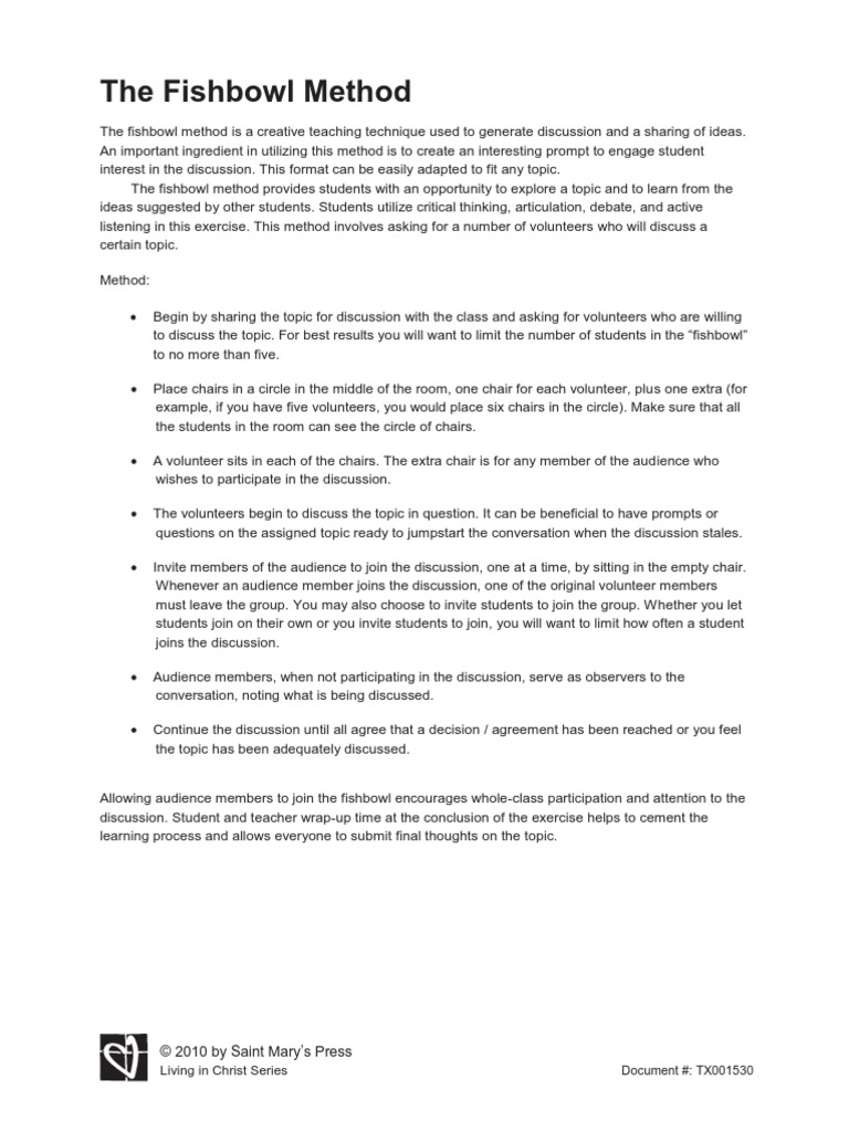 TX001530 1-Method-The Fishbowl Method | PDF | Teaching | Human ...
