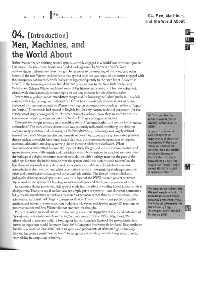 Wiener - Men, Machines, and The World About | PDF
