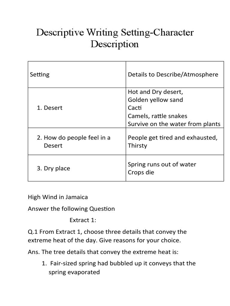 Descriptive Writing Setting | PDF | Desert | Physical Geography