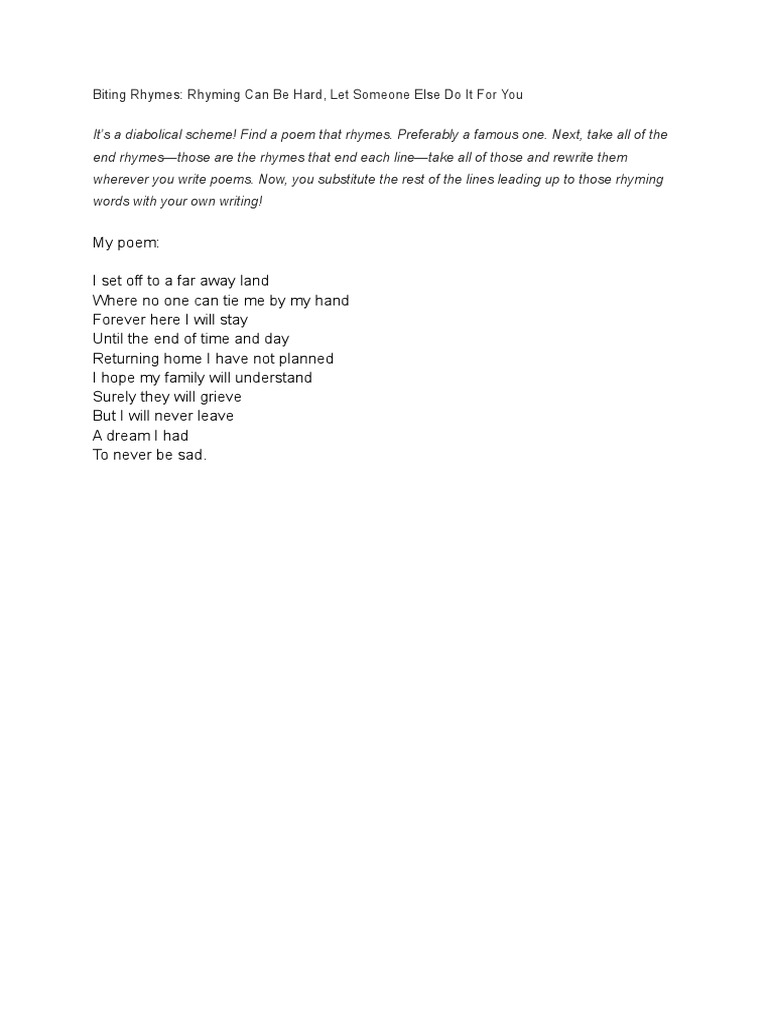 Biting Rhymes: A Poetic Guide | PDF | Poetry | General Fiction