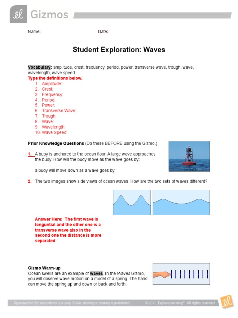 Benjamin Adkins - Wave Motion Gizmos Virtual Lab Due by Tuesday, Sept ...