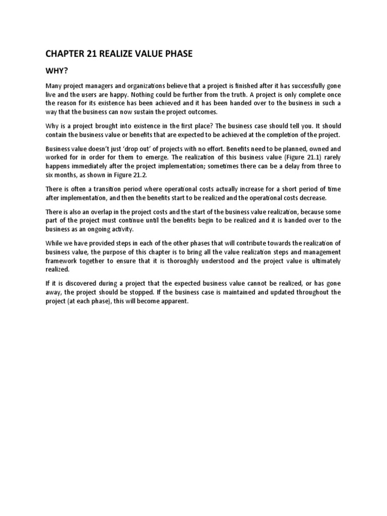 Chapter 21 Realize Value Phase | PDF | Business Process Management ...