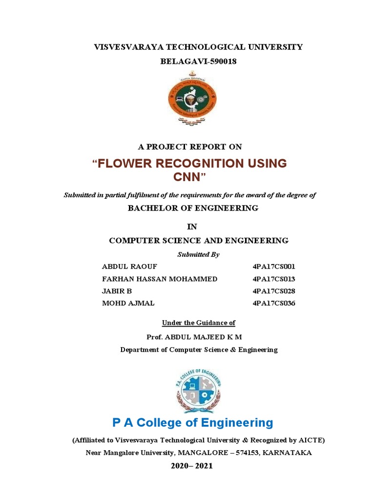 Flower Recognition Using CNN: P A College of Engineering | PDF | Use ...