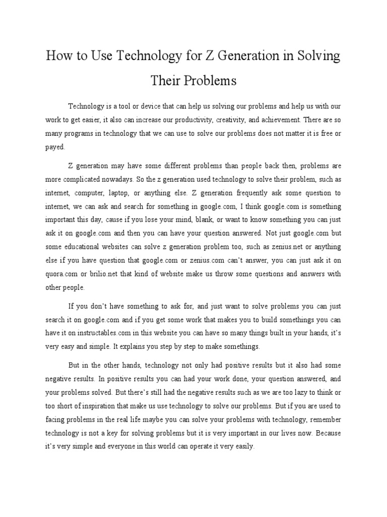 How Z Generation Solve Their Problems Using Technology | PDF | Question ...