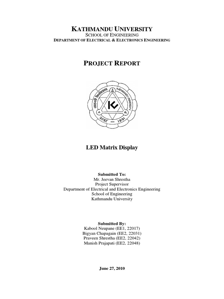LED Matrix Display Project Report | PDF | Light Emitting Diode | Transistor