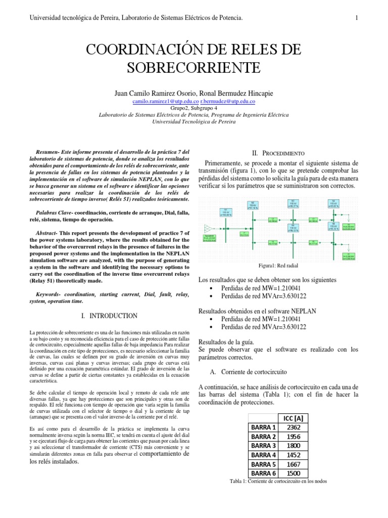 Coordinación de Reles de Sobrecorriente | Descargar gratis PDF | Relé | Curva