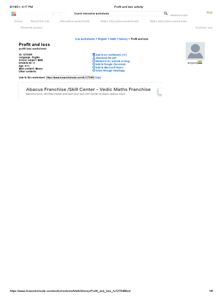 Profit and Loss Activity | Download Free PDF | Worksheet | Internet Privacy