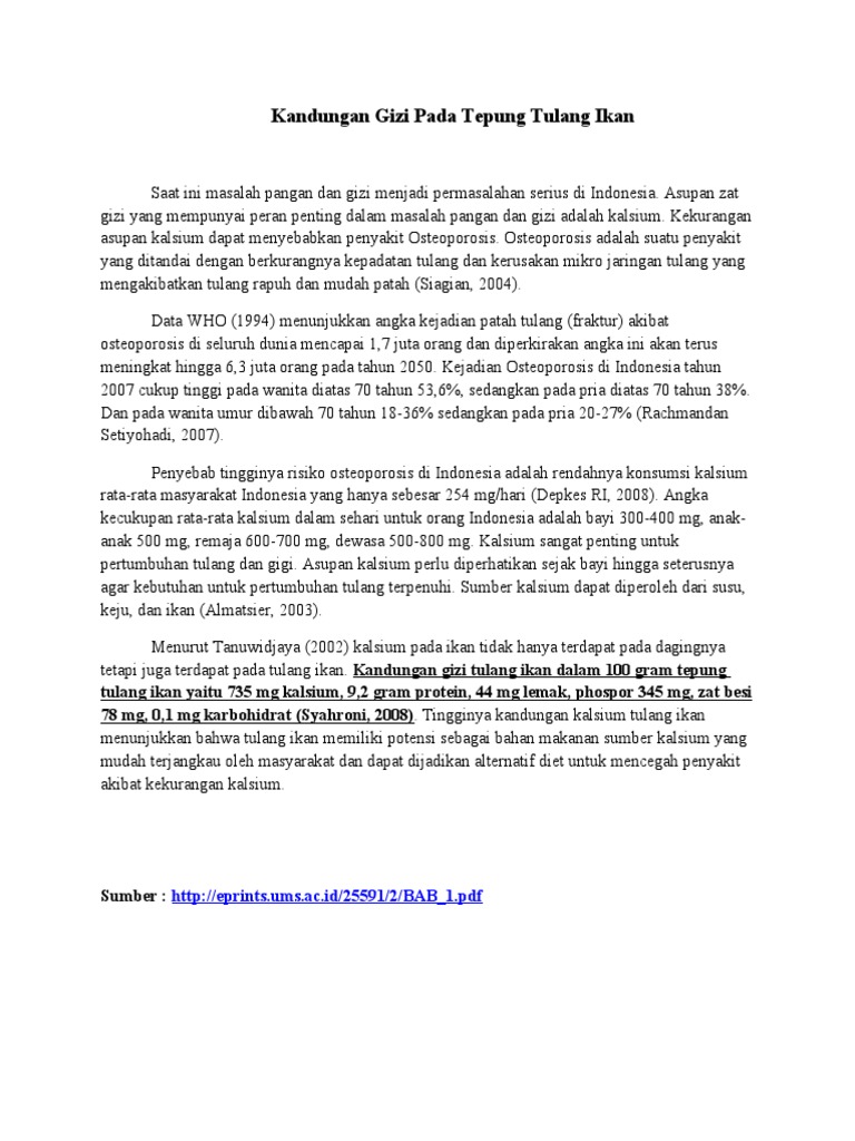 Kandungan Gizi Pada Tepung Tulang Ikan | PDF | Kesehatan Holistik