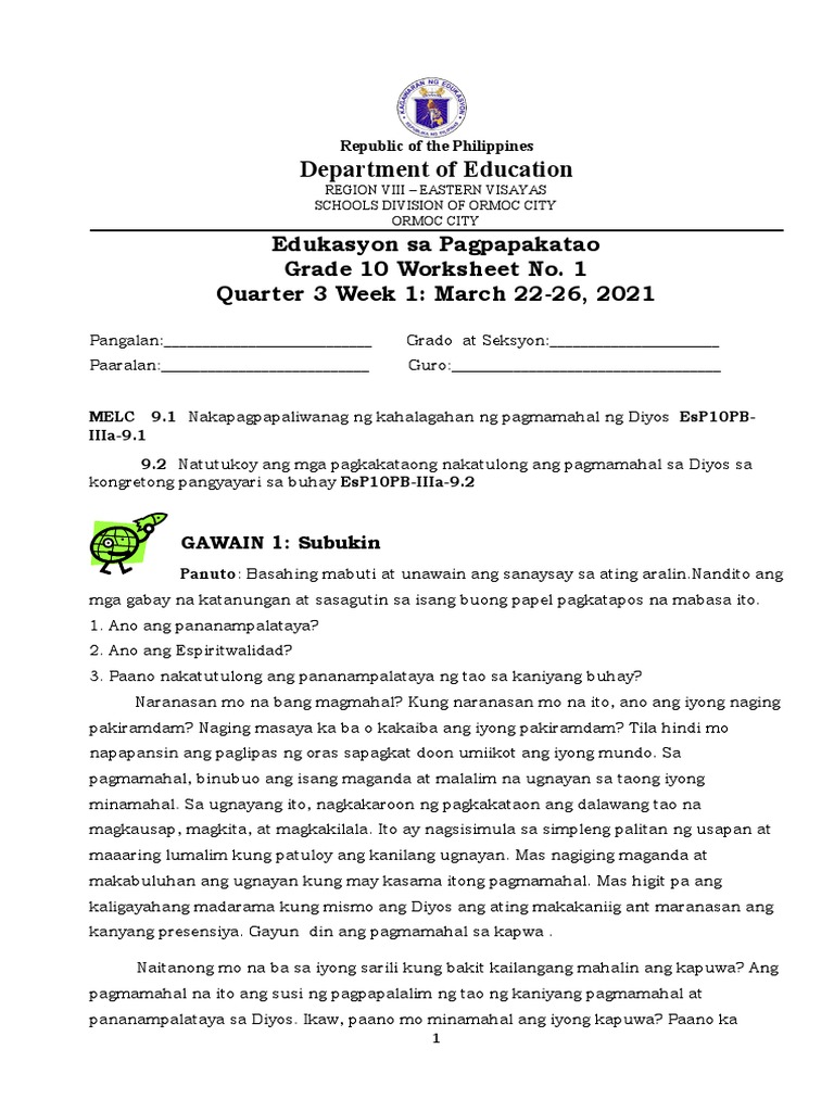 ESP10 Q3 Modyul 9 12 LAS | PDF