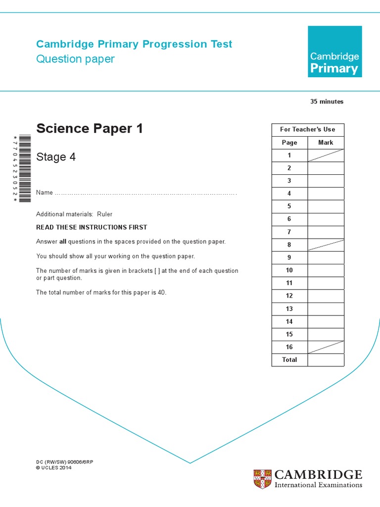 Science Paper1 Stage 4 | PDF | Water | Chemistry