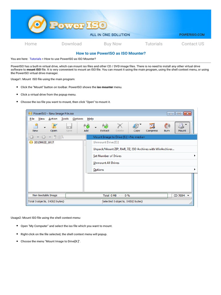 How To Use PowerISO As ISO Mounter | PDF | Computers