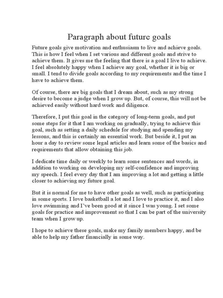 Paragraph About Future Goals | PDF | Career & Growth | Lifestyle