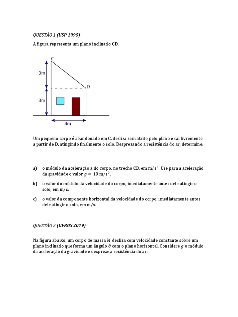 Plano Inclinado Sem Atrito | PDF | Atrito | Força Plano Inclinado Sem Atrito | PDF | Atrito | Força