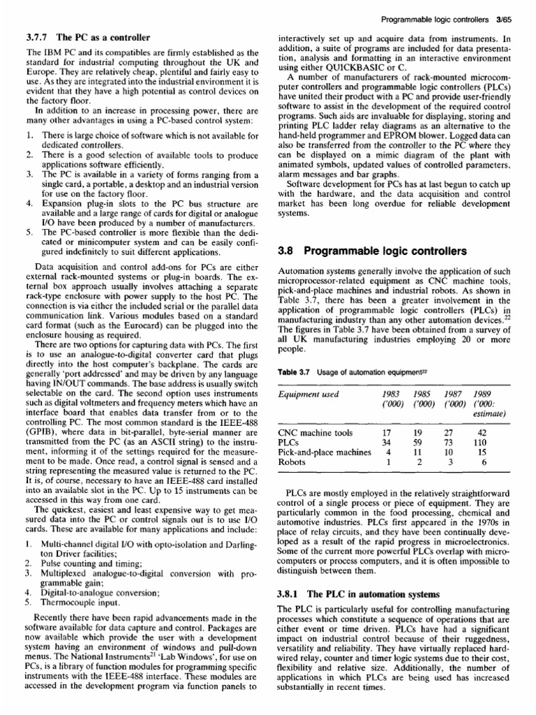 3.7.7 The PC As A Controller: 3.8 Programmable Logic Controllers | PDF ...