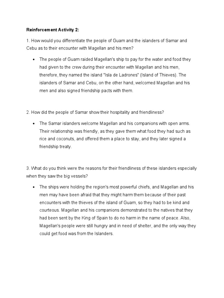 Reinforcement Activity 2 (Magellan) | PDF