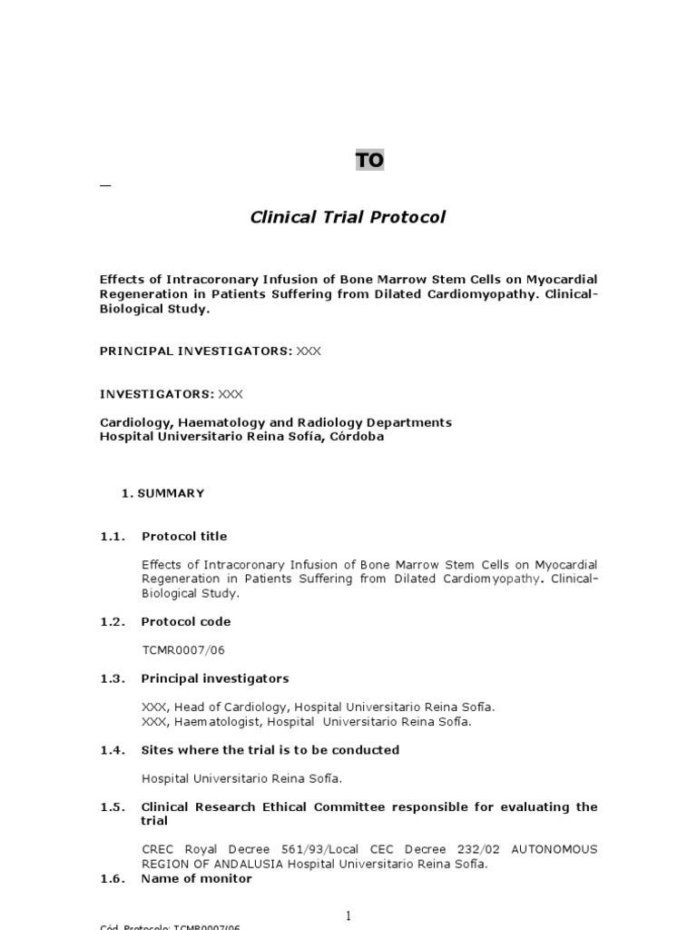 Clinical Trial Protocol: Pathy | PDF | Tissue Engineering | Medicine