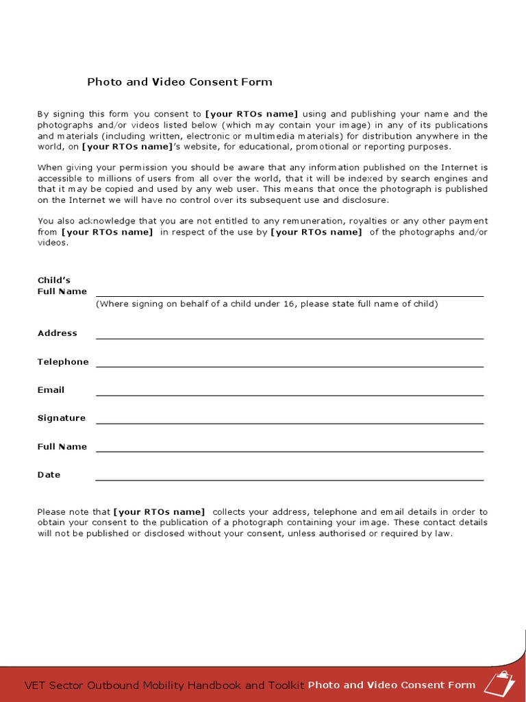 Photo and Video Consent Form | PDF
