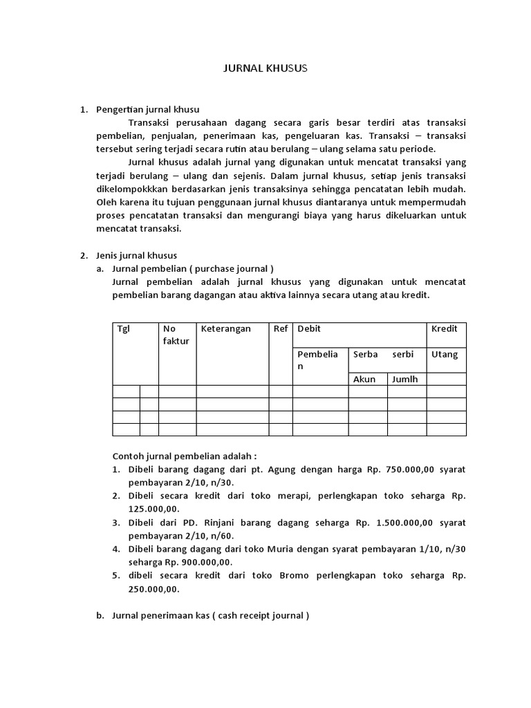 Jurnal Khusus | PDF | Pengelolaan Keuangan & Uang | Griya & Taman