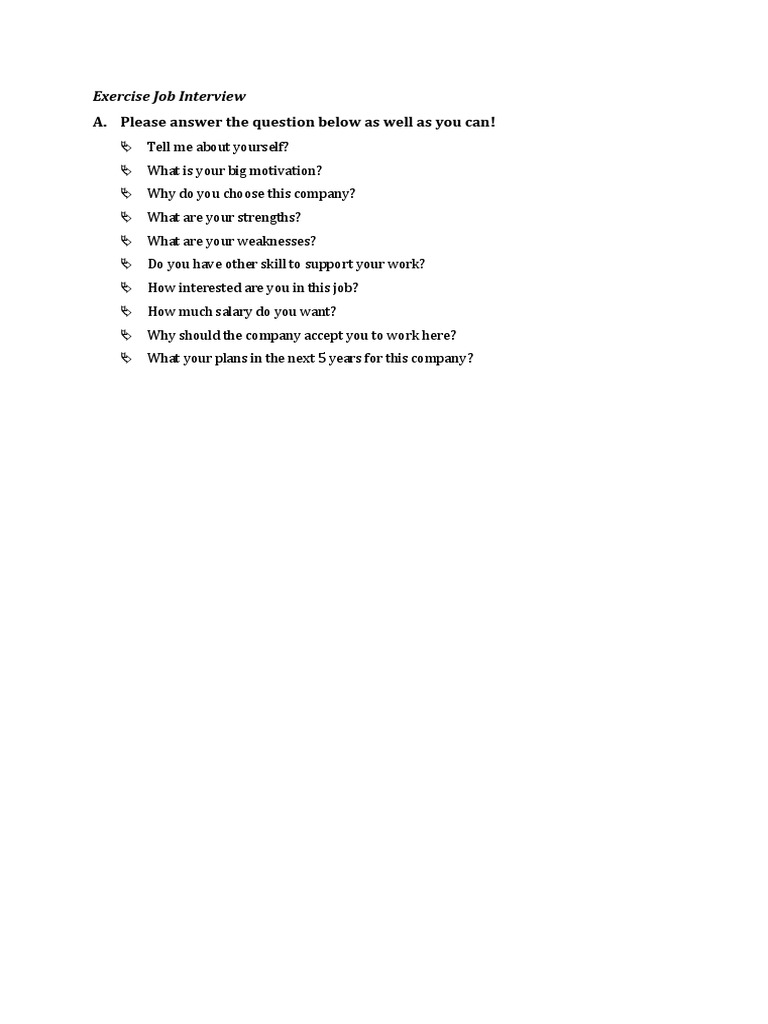 Exercise Job Interview | PDF