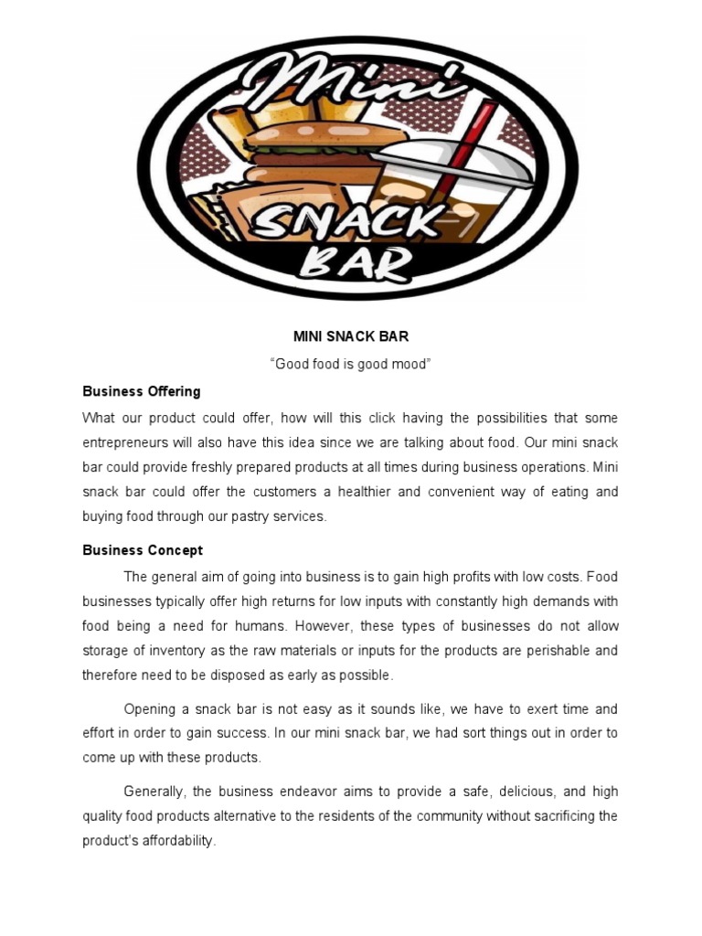 Mini Snack Bar | PDF | Revenue | Foods