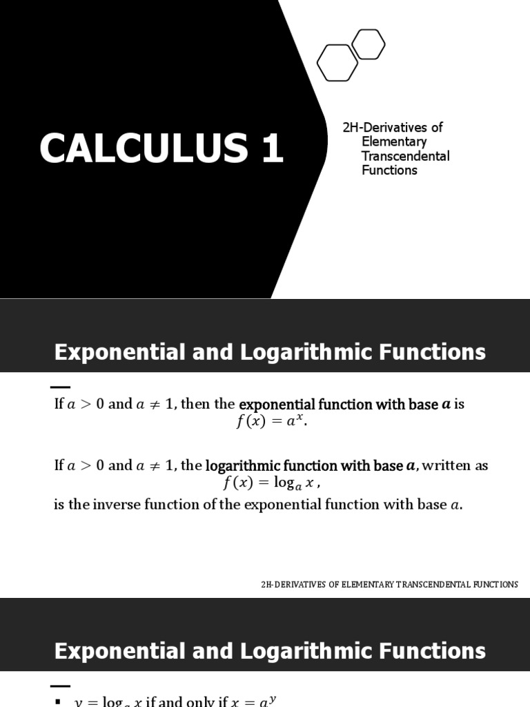 Calculus 1: 2H-Derivatives of Elementary Transcendental Functions | PDF ...