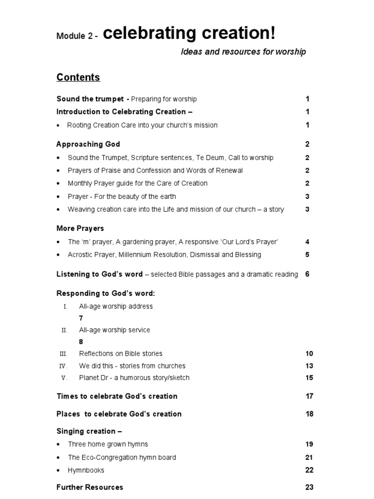 Celebrating Creation - Ideas and Resources For Worship | PDF | Genesis ...