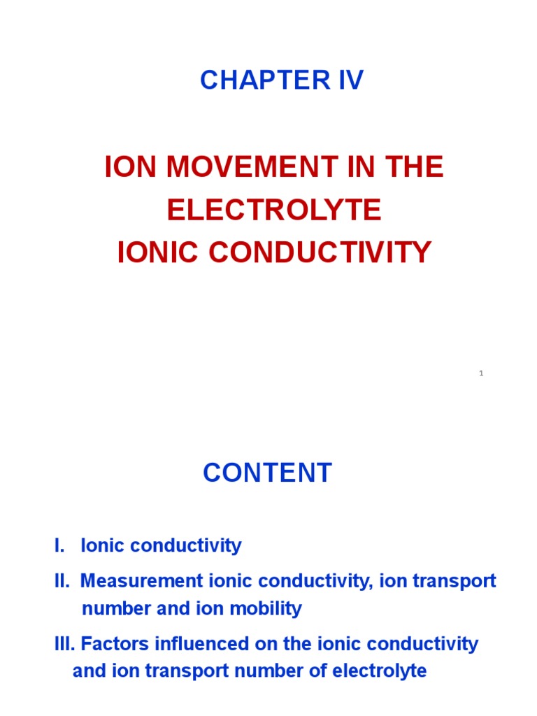 Chapter 4 Ionic Conductivity CKH | PDF | Electrical Resistivity And ...
