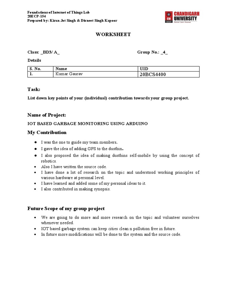 IOT Final Exam Worksheet (20BCS4400) | PDF