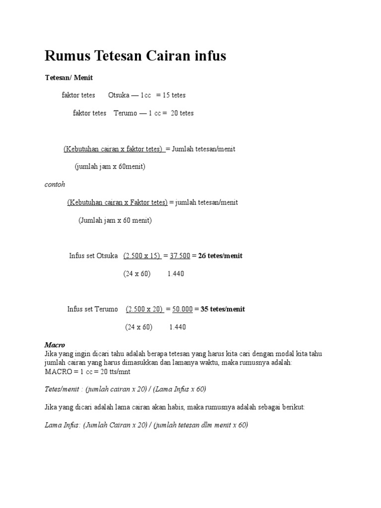 Rumus Tetesan Cairan | PDF
