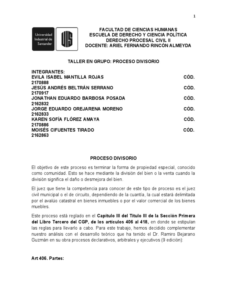 Proceso Divisorio en Colombia: Guía Práctica | PDF | Demanda judicial | Ley Pública