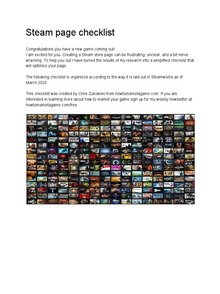 Steam Page Checklist V 1 | PDF