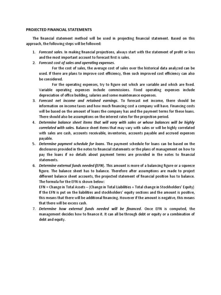 Projected Financial Statements | PDF | Balance Sheet | Expense