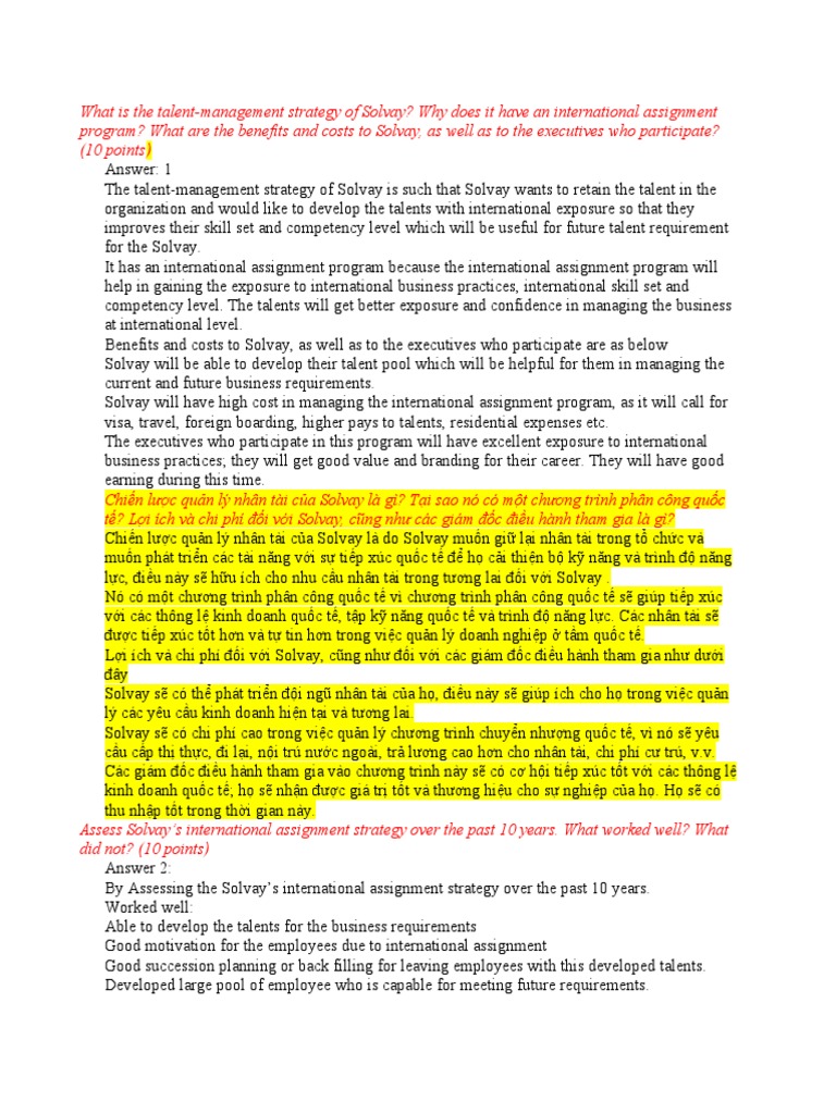 Bài giải case SOLVAY | PDF