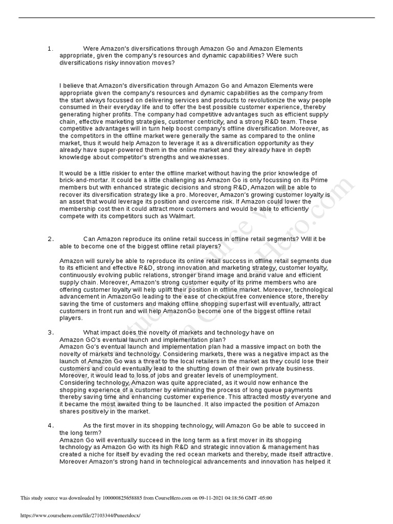 Amazon Go Pdf Brand Competitive Advantage