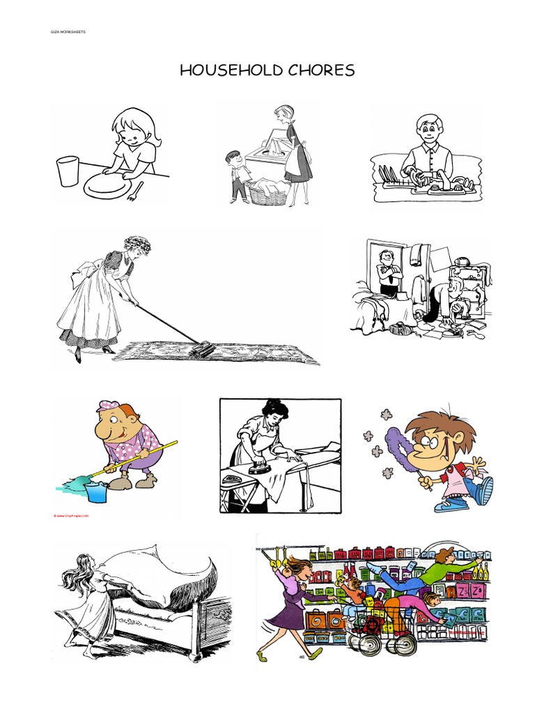 Household Chores: Giza Worksheets | PDF | Housekeeping | Domestic ...