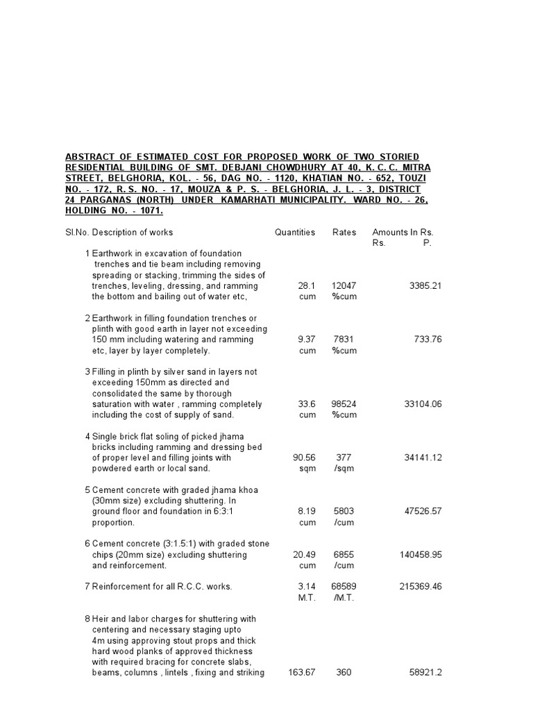 Debjani Chowdhury (New Rate) | PDF | Framing (Construction) | Wall