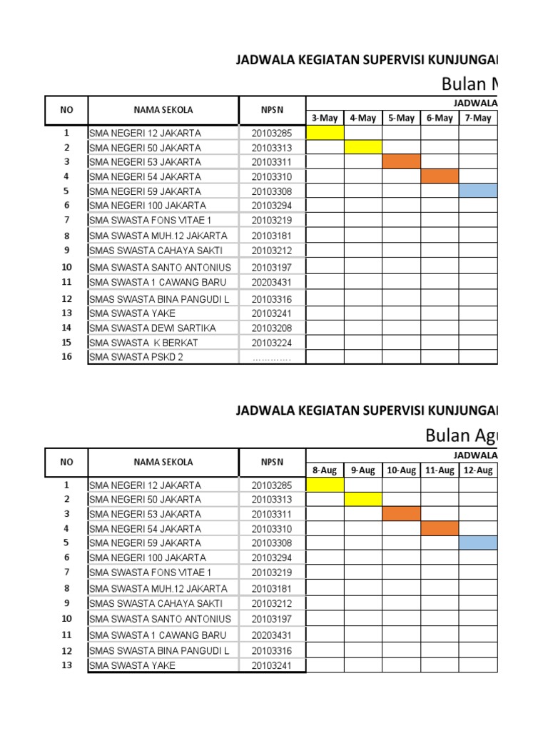 Jadwal Supervisi Guru | PDF