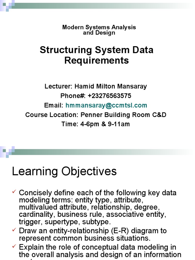 Chapter8 Structuring System Data Requirements | PDF | Data Model | Conceptual Model