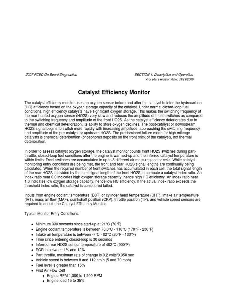 Catalyst Efficiency Monitor | PDF | Ethanol | Throttle