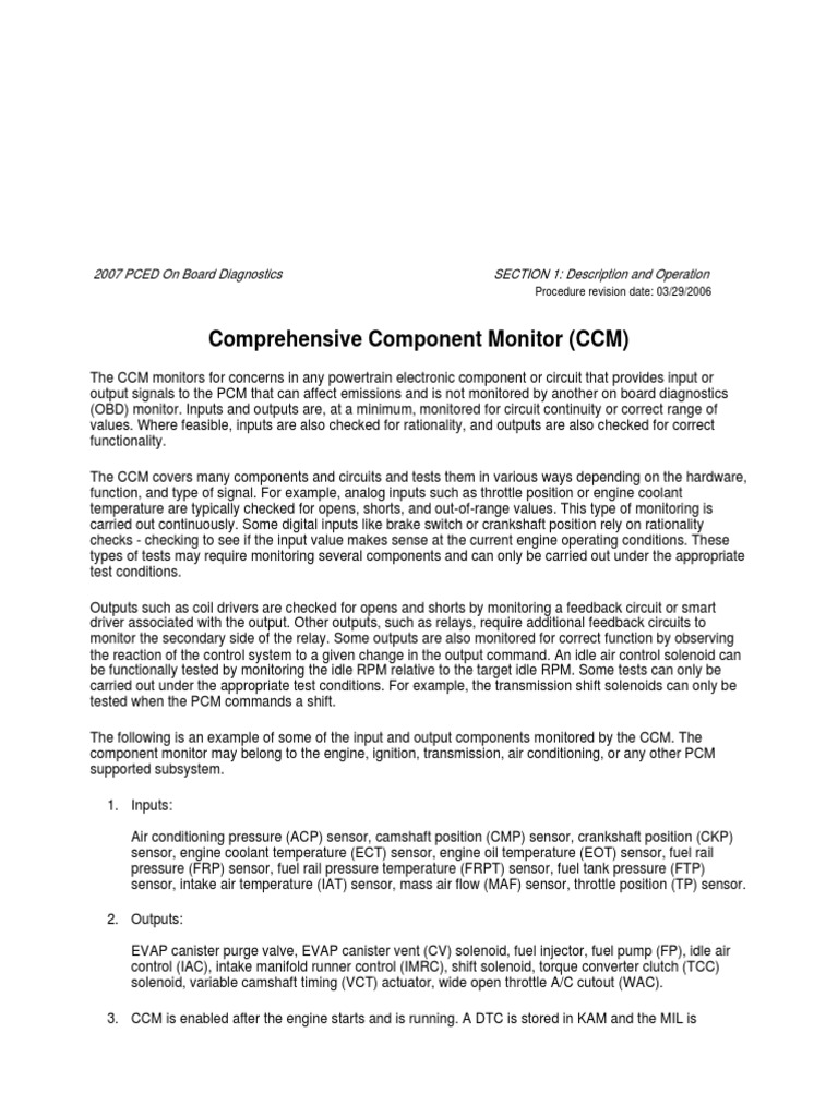 Comprehensive Component Monitor (CCM) | PDF | Throttle | Relay