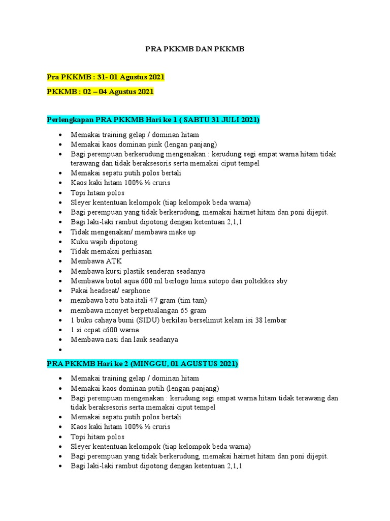 Pra PKKMB Dan PKKMB 2021 | PDF
