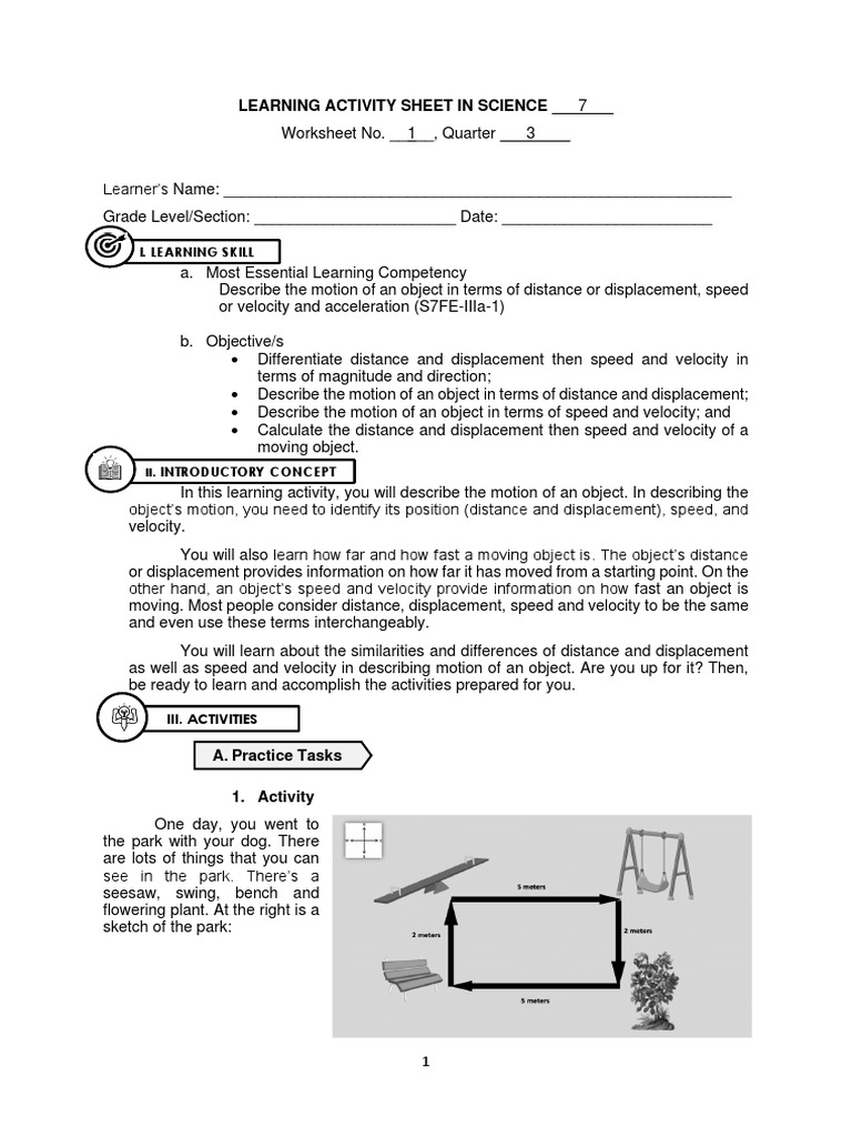 Grade 7 Motion: Distance & Velocity Worksheet | PDF | Speed | Velocity