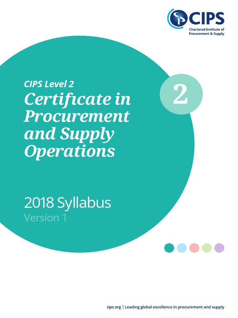 Cips Level 2 Cert Syllabus | PDF | Procurement | Supply Chain