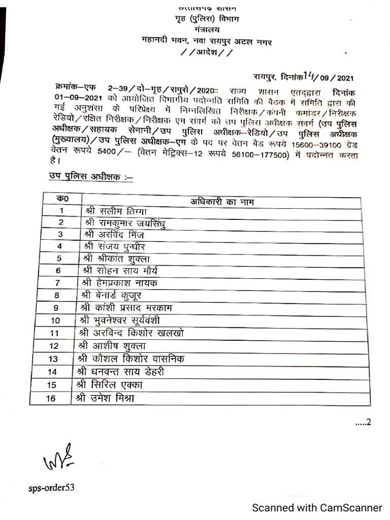 CG Police Promotion List | PDF